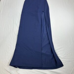 Dalvi | Dresses | Dalvi Vtg Navy Blue Maxi Gown High Slit Spaghetti ...